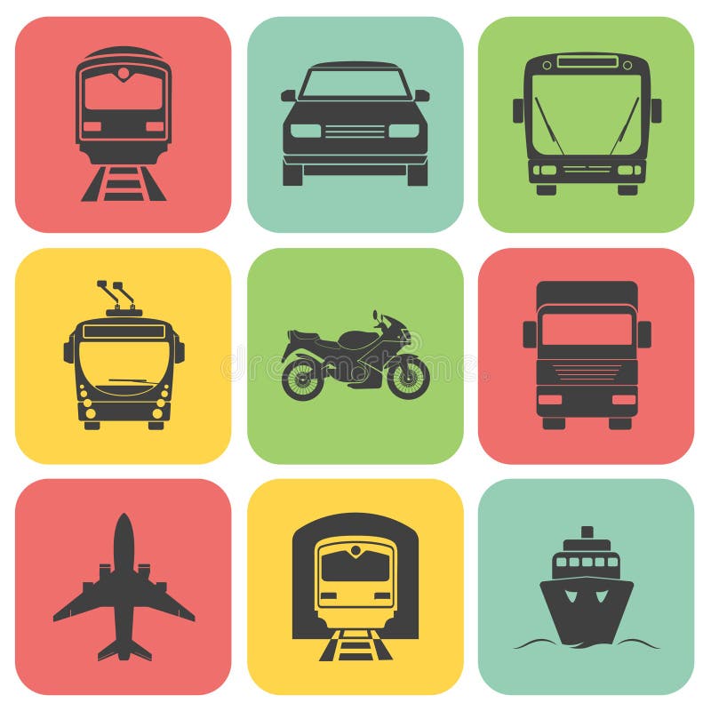 Simple transport icons set stock vector. Illustration of mobile - 57903390