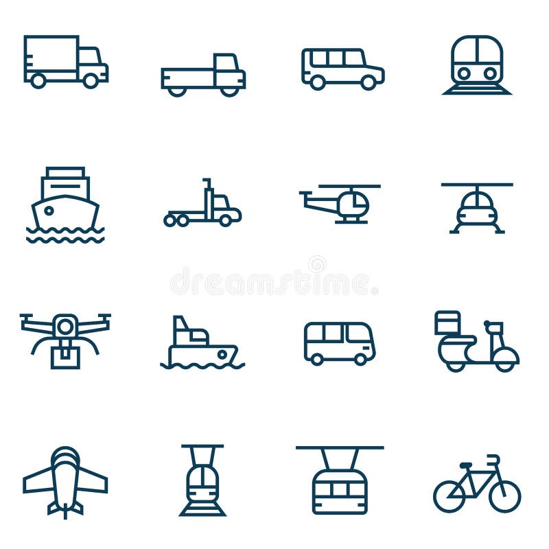 Set of Simple Transportation Icons Stock Vector - Illustration of ...