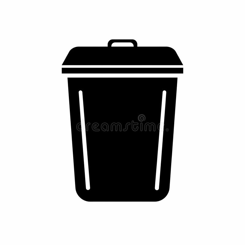 Simple Trash Can Silhouette Vector Stock Illustration - Illustration of ...