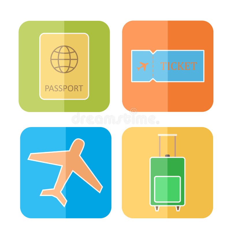 Simple travel icons set stock illustration. Illustration of icon - 74371121
