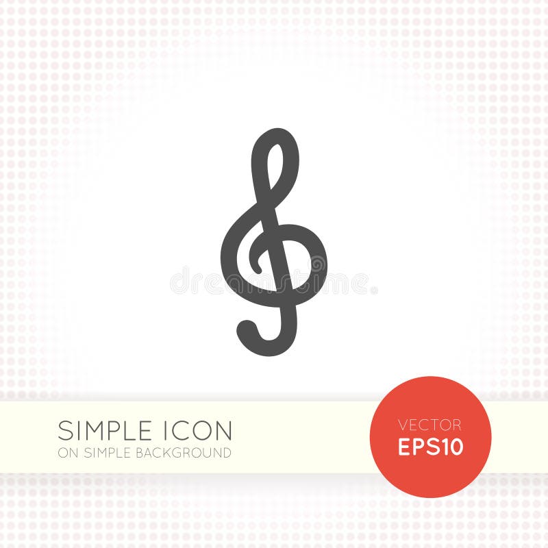 Simple Treble Clef Vector Icon on Simple Light Background. Stock Vector ...