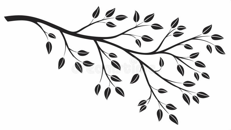 Simple Tree Branch Illustration with Leaves Natural Element Vector ...