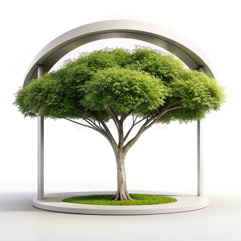 Minimalist Tree with Circular Canopy Stock Illustration - Illustration ...