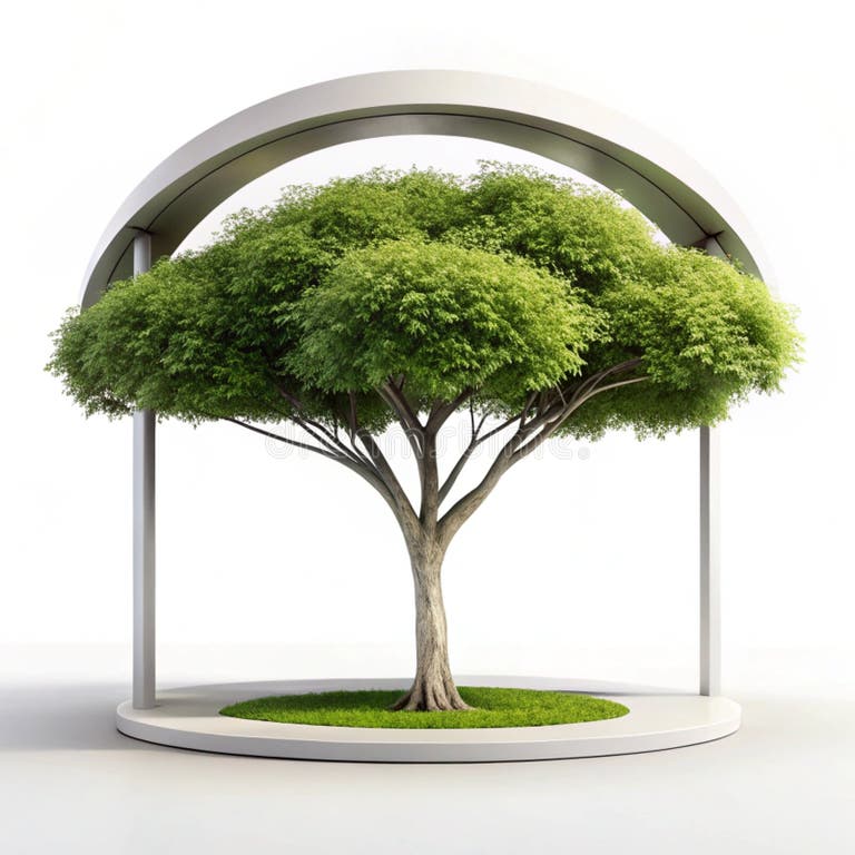 Minimalist Tree with Circular Canopy Stock Illustration - Illustration ...