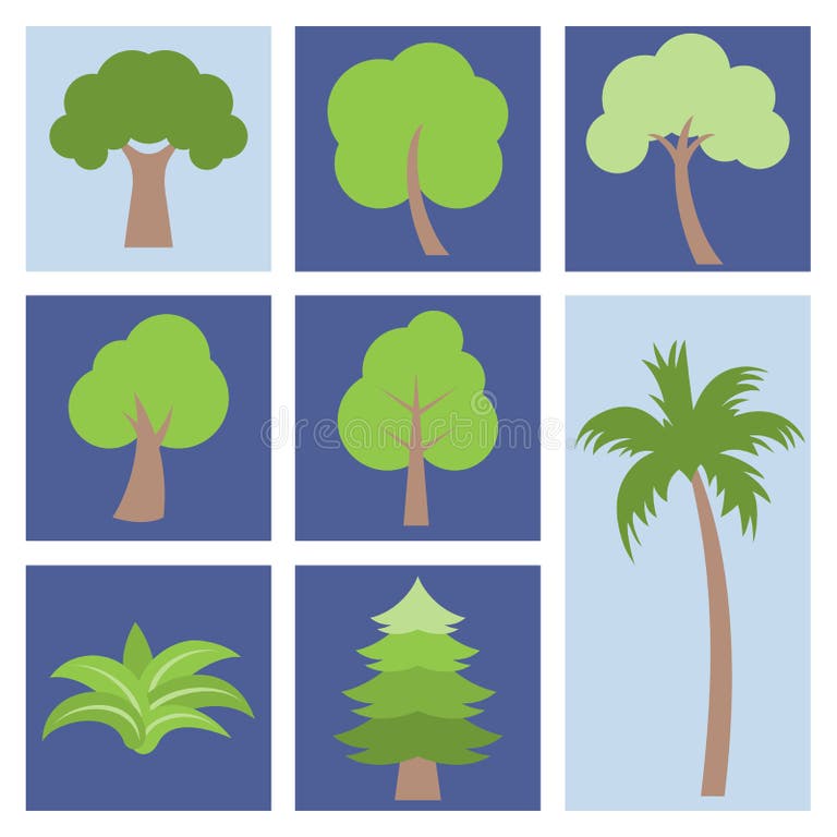 Simple tree icon set stock vector. Illustration of coconut - 104519929