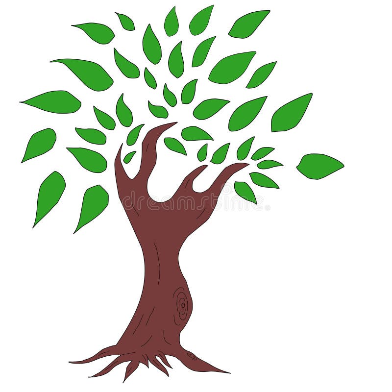Simple Tree and Leaves on White Background Stock Illustration ...