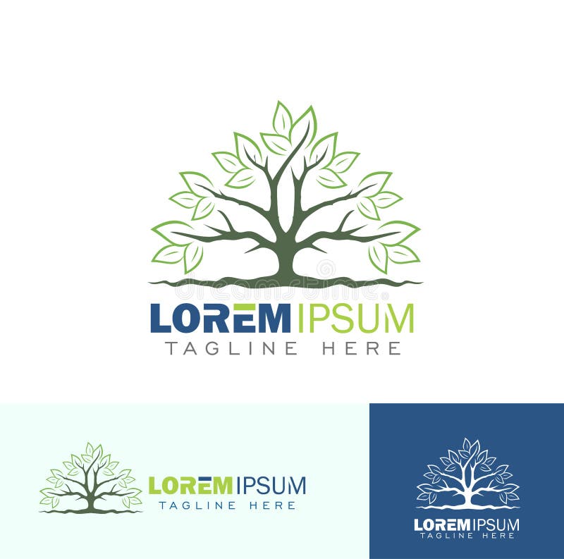 Simple Tree Line Logo Sign stock vector. Illustration of organic ...