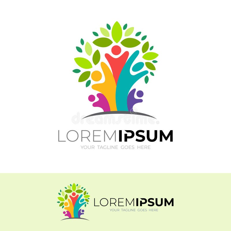 Simple Tree Logo with Family Design Colorful, Colorful Style Stock ...