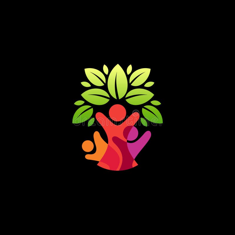 Simple Tree Logo with Family Design Colorful, Colorful Style Stock ...