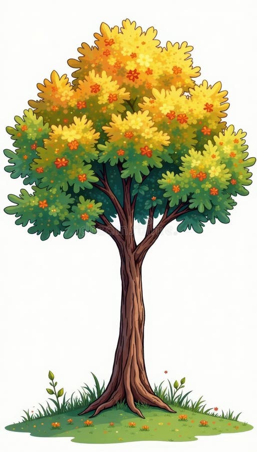 Simple Tree Outline, Large Coloring Areas, Minimal Details , Leaf ...