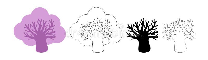 Simple Tree Shape Icon, Tree Silhouette, Outlined Tree, Tree Symbol ...