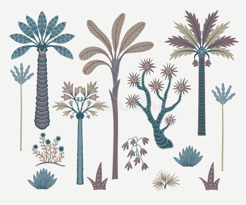 Simple Trees and Plants Isolated. Tropical Jungle Vector Stock ...