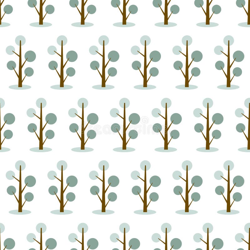 Seamless Simple Trees Pattern on White Background. Icon and Symbol ...