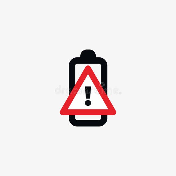 Simple Triangle Exclamation Battery Warning Vector Icon Stock Vector ...