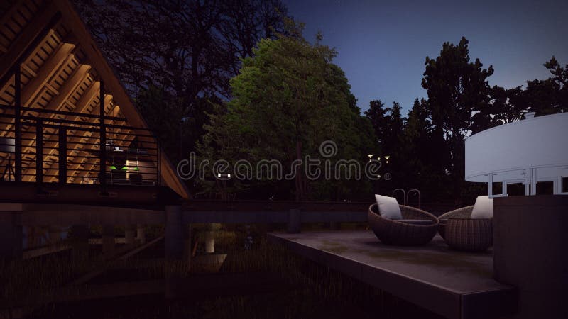 Triangle Timber House Design Concepts in the Lake Dark Forest ...