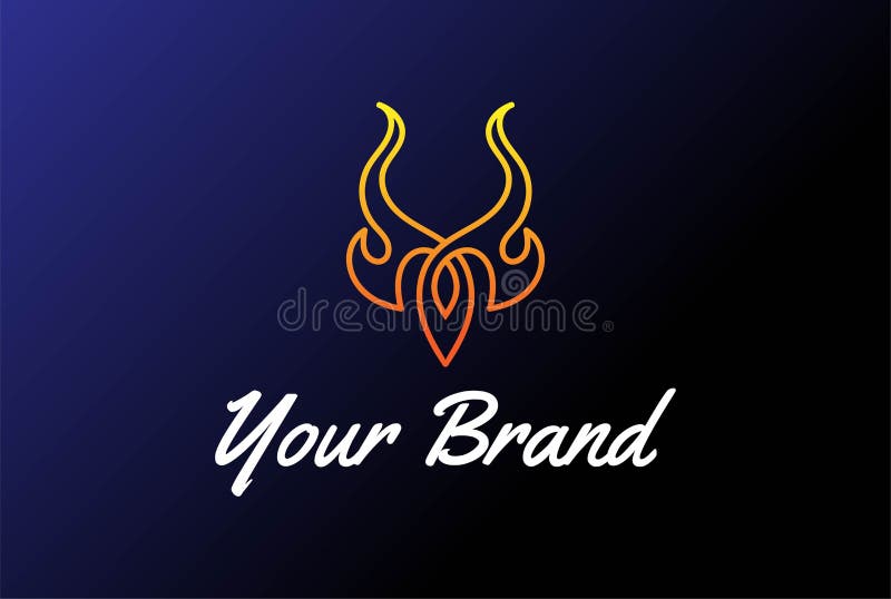 Simple Tribal or Bull Devil Horn Fire Flame Tattoo Logo Design Vector ...