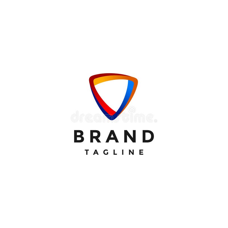 Simple Tricolor Triangle Shield Logo Design Stock Vector - Illustration ...