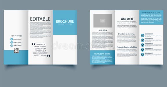 Simple Trifold Brochure Template. Vector Graphics Flyer for Advertising. Stock Vector ...