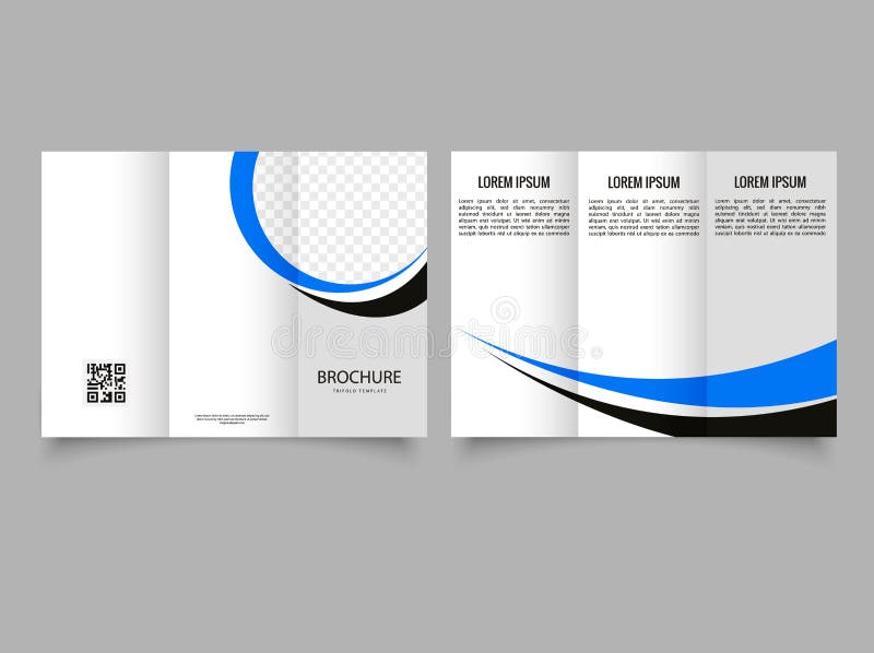 Simple Trifold Brochure with Waves. Vector. Flyer for Printing. Stock ...
