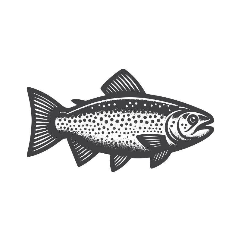 Trout Side View Vector Icon Vintage Retro Logo Illustration Design ...