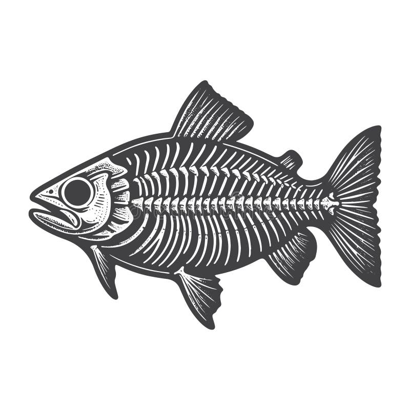 Simple Trout Skeleton Side Vintage Retro Vector Icon Logo Illustration ...