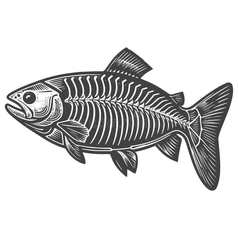 Trout Skeleton Vintage Vector Icon. Stock Vector - Illustration of ...