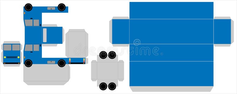 Simple Dump Truck Paper Model Trailer and Dump Container Stock ...