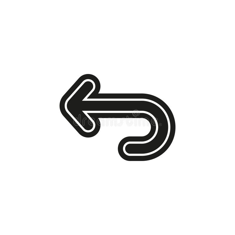 Simple Turn Back Arrow Vector Icon Stock Illustration - Illustration of ...