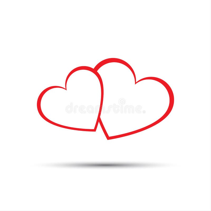 Simple Two Red Hearts Icon, Valentines Day Stock Vector - Illustration ...