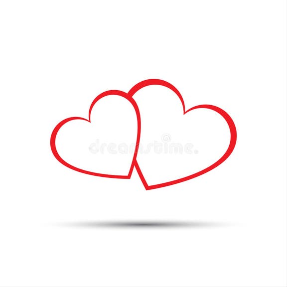 Simple Two Red Hearts Icon, Valentines Day Stock Vector - Illustration ...