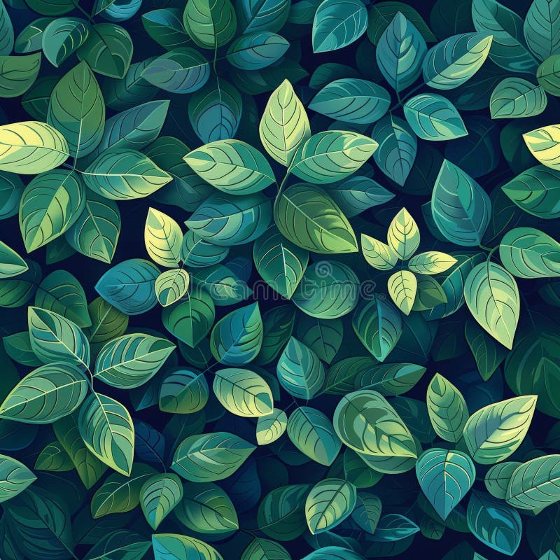 Simple Two-Tone Leaf Pattern Bush Shrub Illustration, Ideal for Garden ...