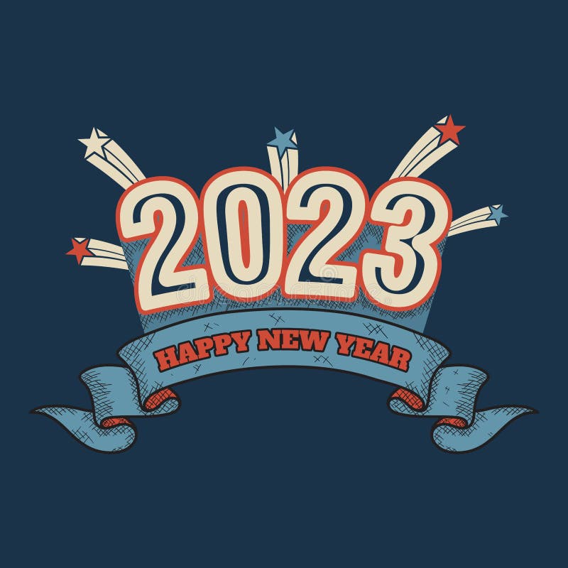 Simple Typography of 2023 for Happy New Year Design in Vintage Design ...