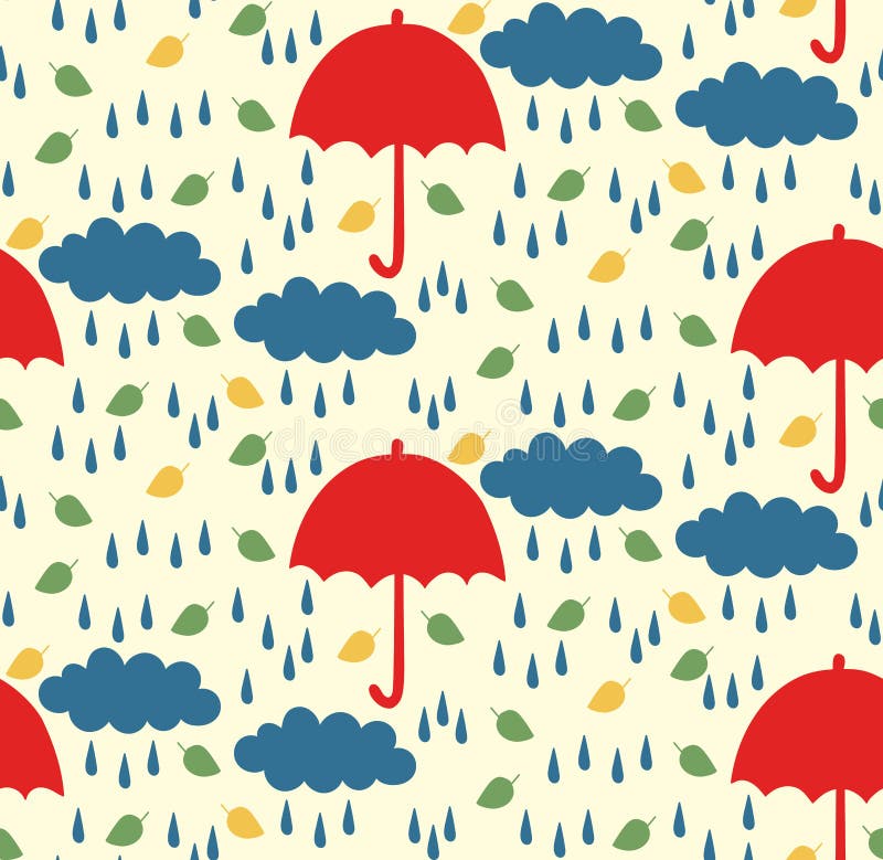 Simple Umbrella Rain Childish Seamless Vector Pattern Stock Vector ...