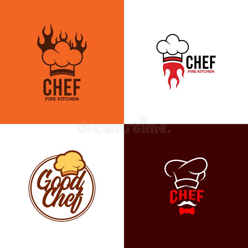 Simple and Creative Flat Chef Logo Design Vector Template Stock ...