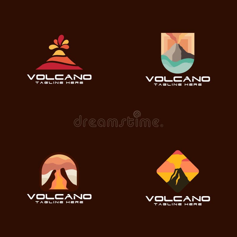 Simple Flat Volcano Logo Design Vector Stock Image Stock Illustration ...