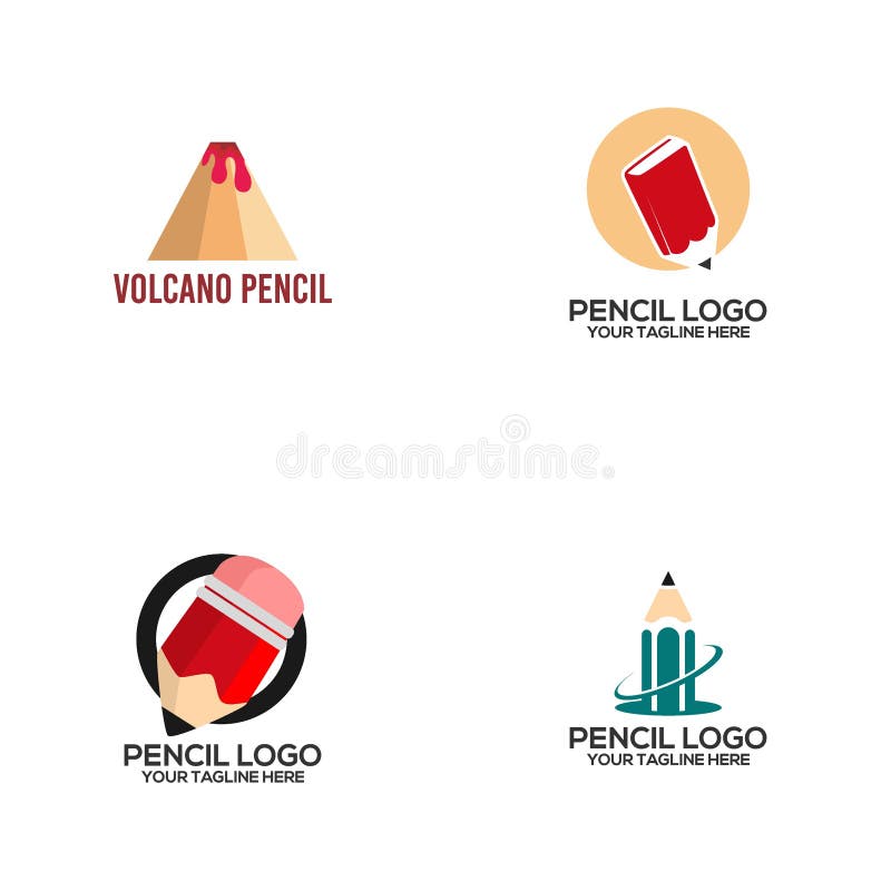 Pencil Logo Set Vector Art Logo Template and Illustration Stock ...