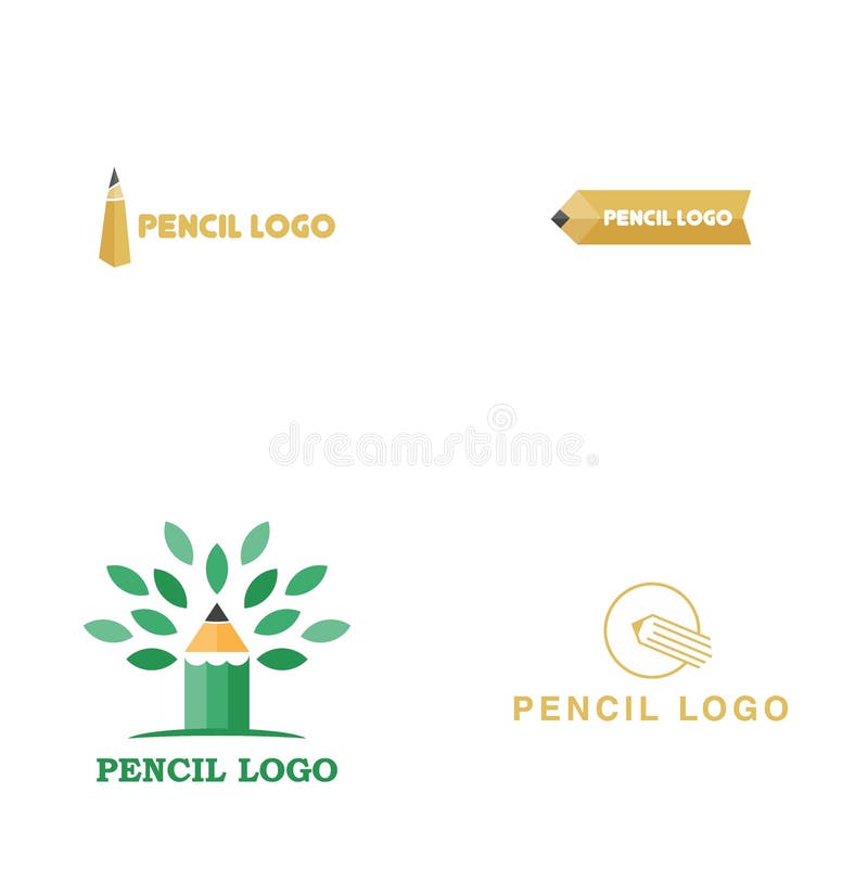 Pencil Logo Set Vector Art Logo Template and Illustration Stock ...