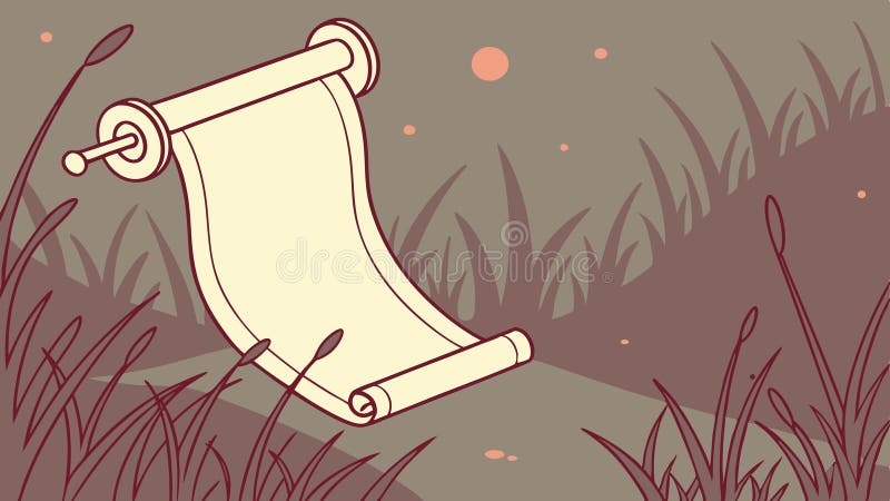 Simple Unrolled Scroll Resting on Lush Green Grass, Vector Design ...
