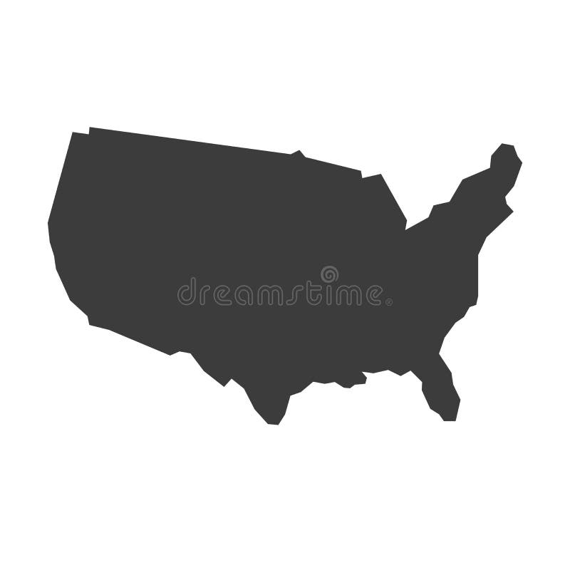 Simple US Map Vector Silhouette Stock Illustration - Illustration of ...