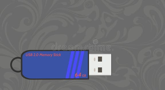 A Simple USB Flash Drive Design in Blue Color. Stock Illustration ...