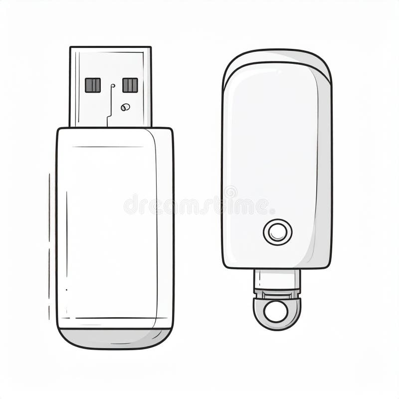 Simple USB Flash Drive Illustration with Keychain Stock Illustration ...