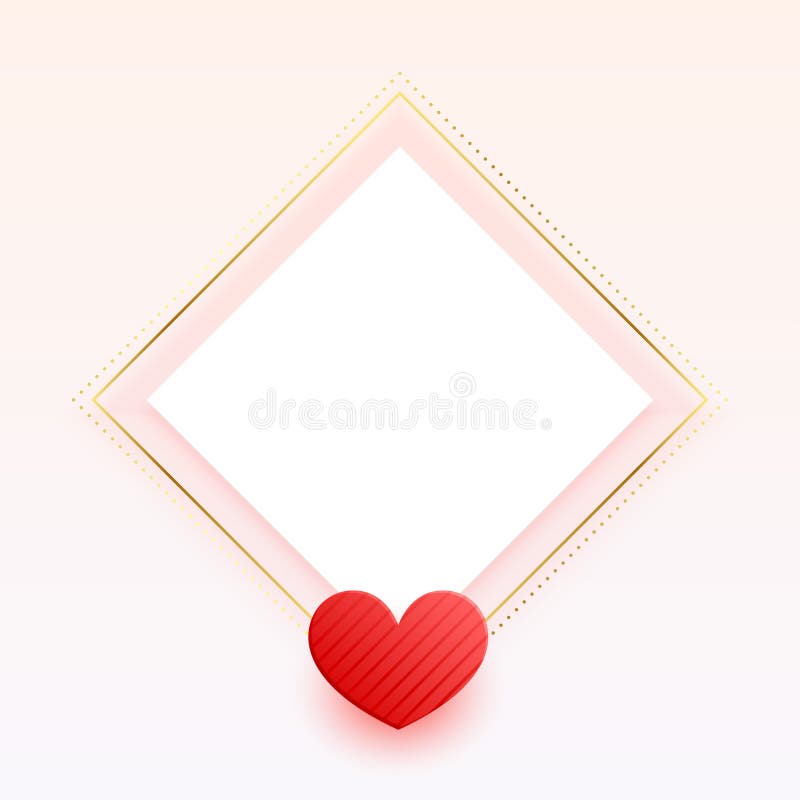 Simple Valentines Day Card with Text Frame and Red Heart Stock Vector ...
