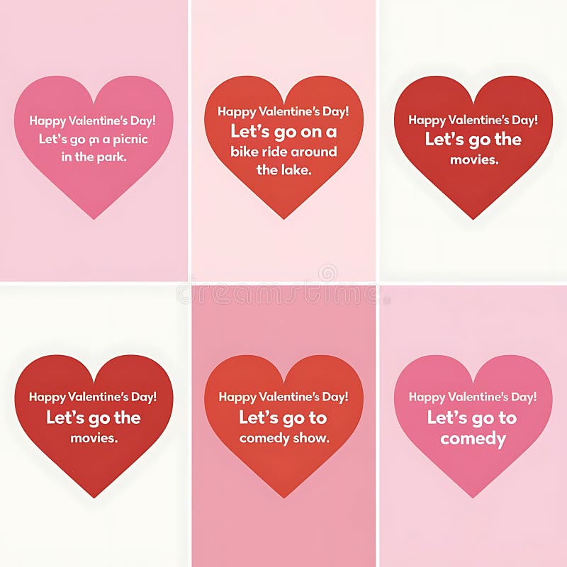 Simple Valentines Day Date Card Layouts Stock Illustration ...