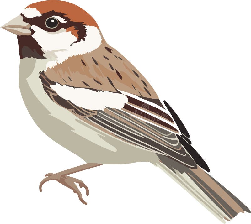 Simple Vector American Tree Sparrow Clipart Stock Vector - Illustration ...