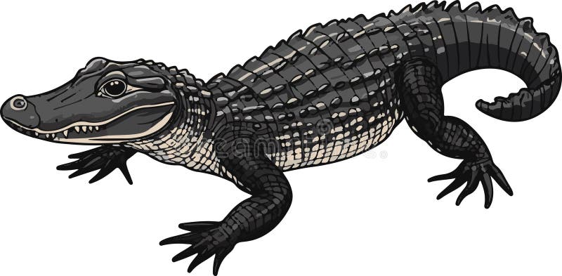 Simple Vector Black Caiman Clipart Stock Vector - Illustration of ...