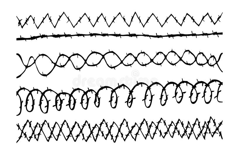 Simple Vector Black Hand Draw Sketch of Various Horizontal Barbed Wire Stock Vector ...