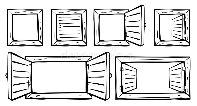Simple Vector Black Hand Draw Sketch Window Set 6 Stock Vector ...