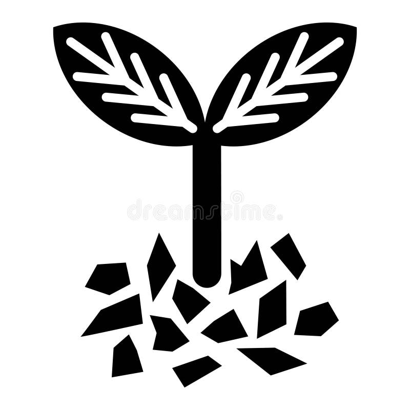Simple Vector Black and White Icon with Plant and Granules at the Base ...