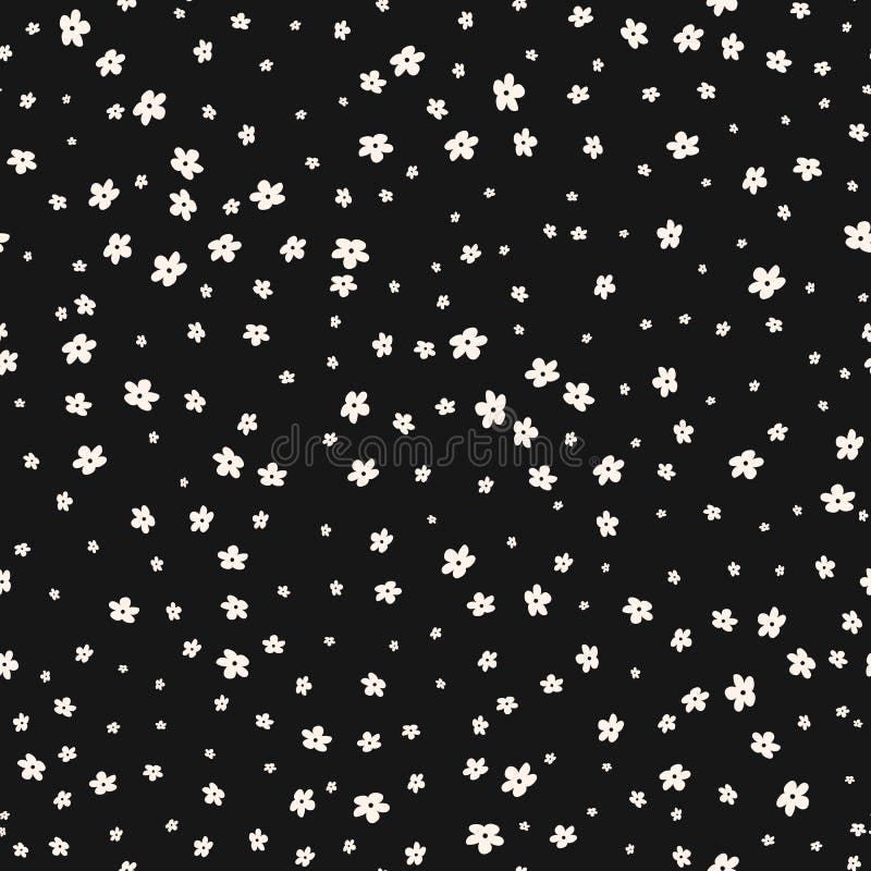 Simple Vector Black and White Seamless Pattern with Small Flowers ...
