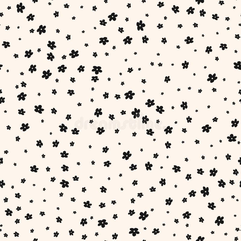 Simple Vector Black and White Seamless Pattern with Small Flowers ...